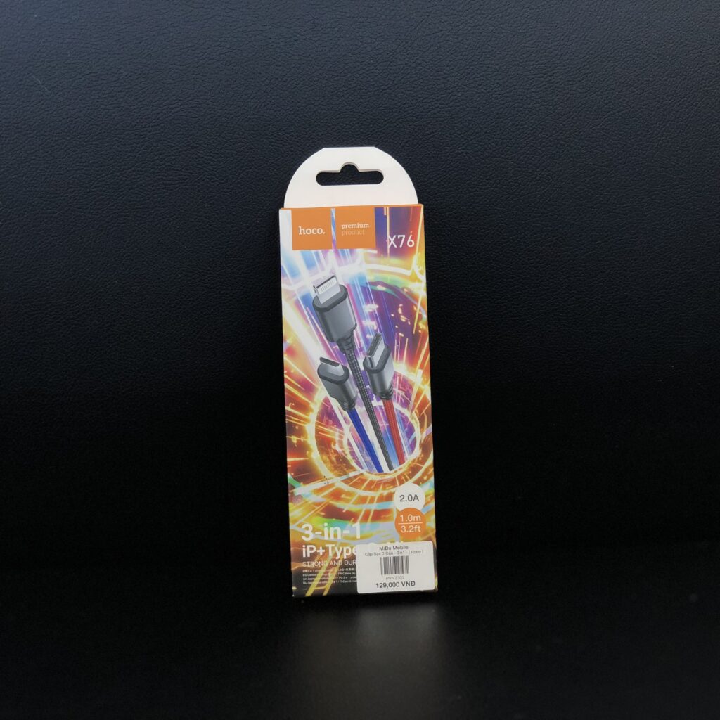 Cáp sạc 3 in 1 IP+ Type C + Micro - Văn Lành Service